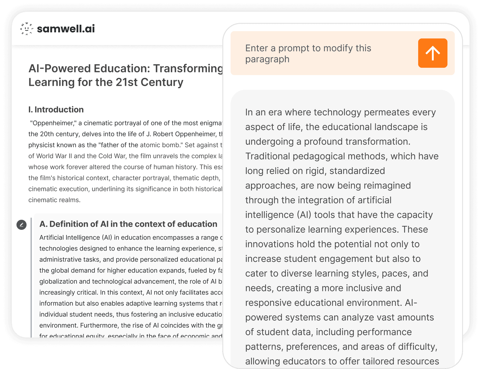 Assistant de rédaction IA | Samwell AI